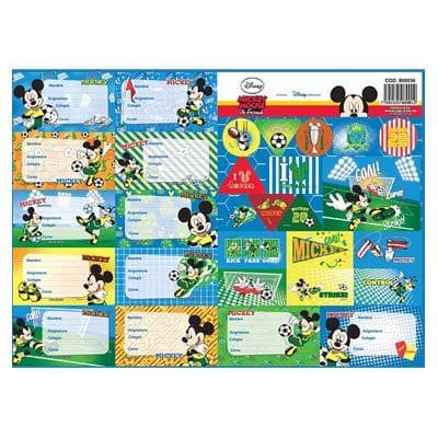 12 ETIQUETAS ESCOLARES + STICKERS MICKEY MOUSE